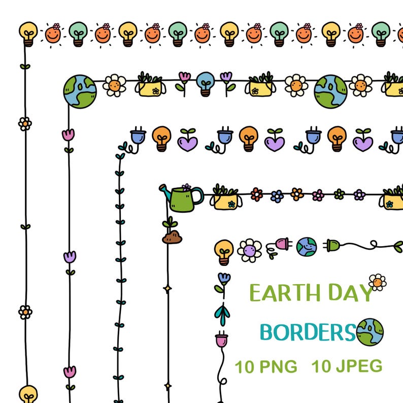Earth Day Borders | Spring Frames | Cute Frames | Hand-drawn Frames ...