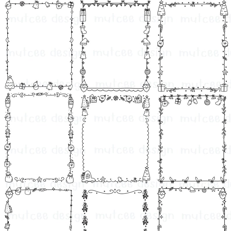 Christmas Border | Frame | Cute Frames | Hand-drawn Frame | Hand ...