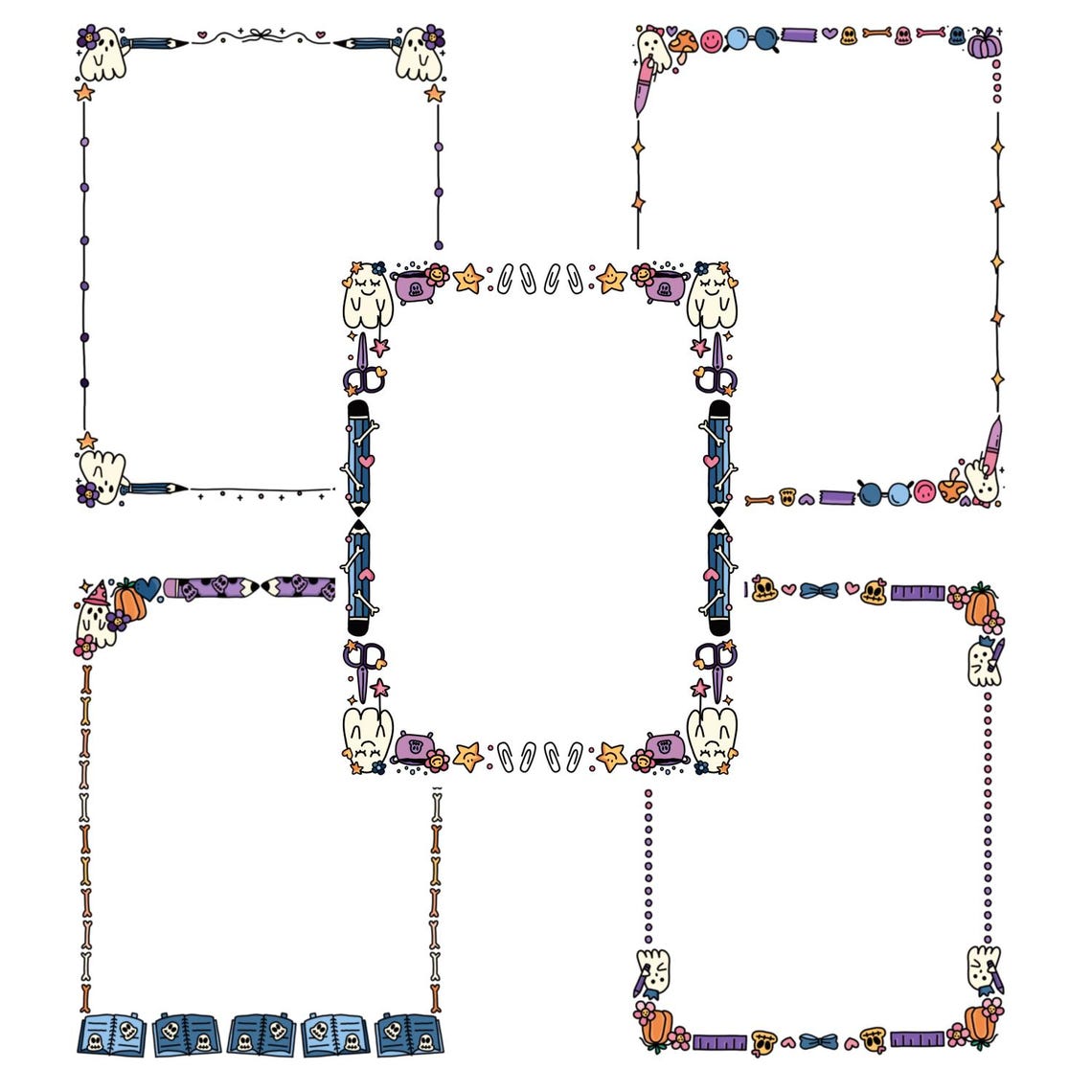 Back to School & Ghost | Cute Frames | Doodle Frames | Doodle Borders ...