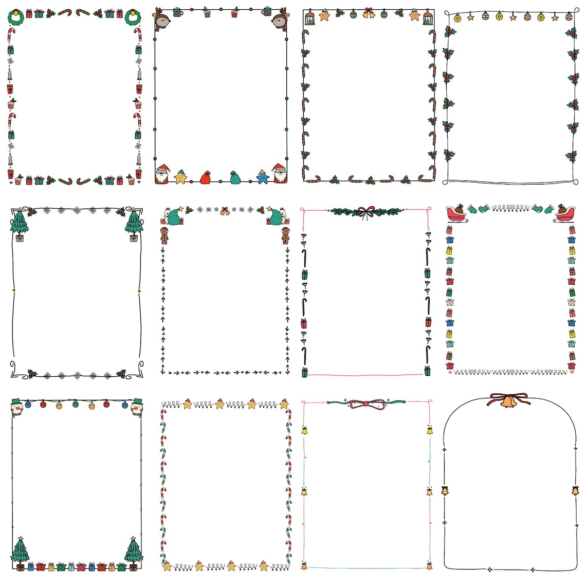 Christmas Border, Hand Drawn Border Clipart, Doodle Frames Clipart ...