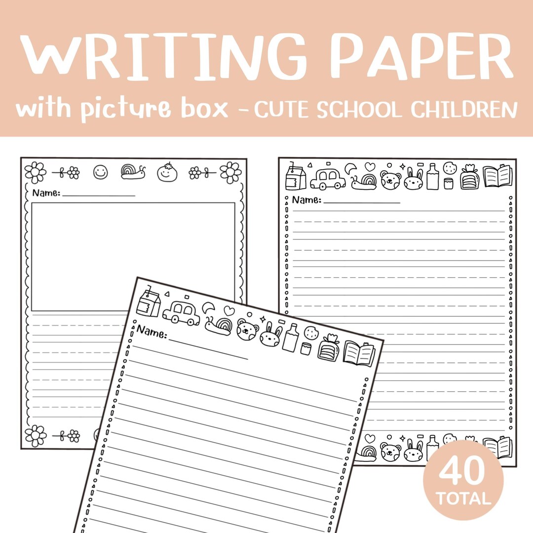 Doodle School Children Borders, Printable Kindergarten Writing Paper ...