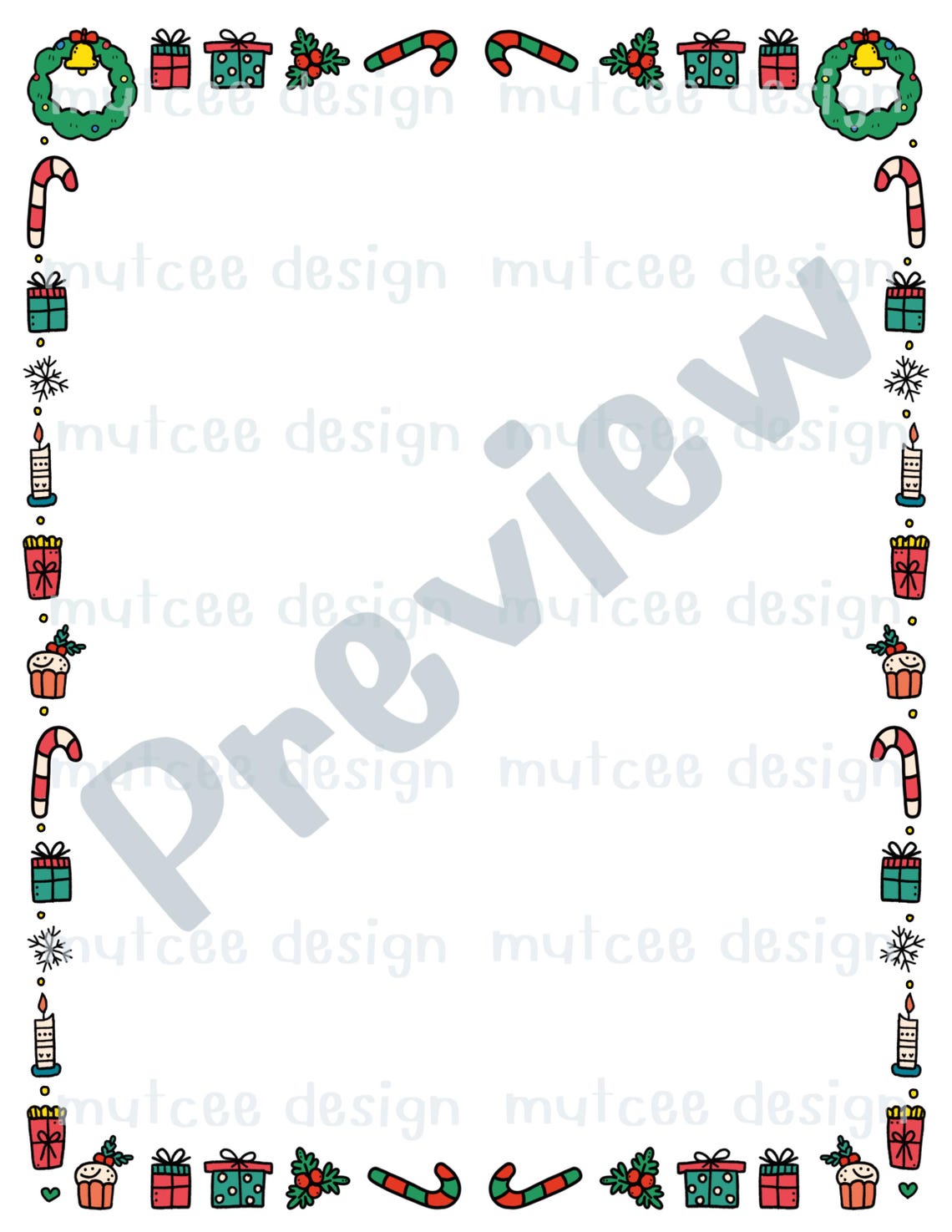 Christmas Border, Hand Drawn Border Clipart, Doodle Frames Clipart ...