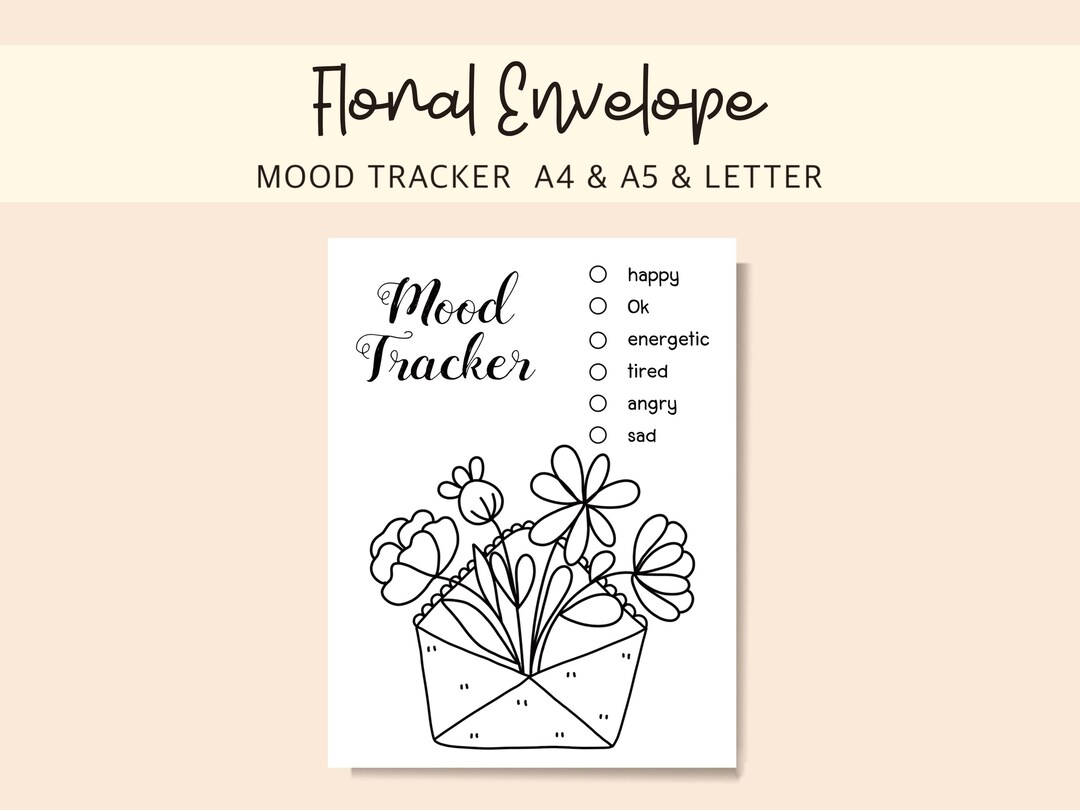 Floral Envelope Mood Tracker Printable Page | Daily Tracker | Mood ...