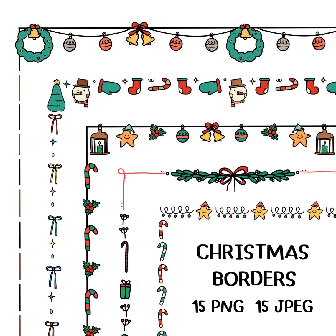 Christmas Border, Hand Drawn Border Clipart, Doodle Frames Clipart ...