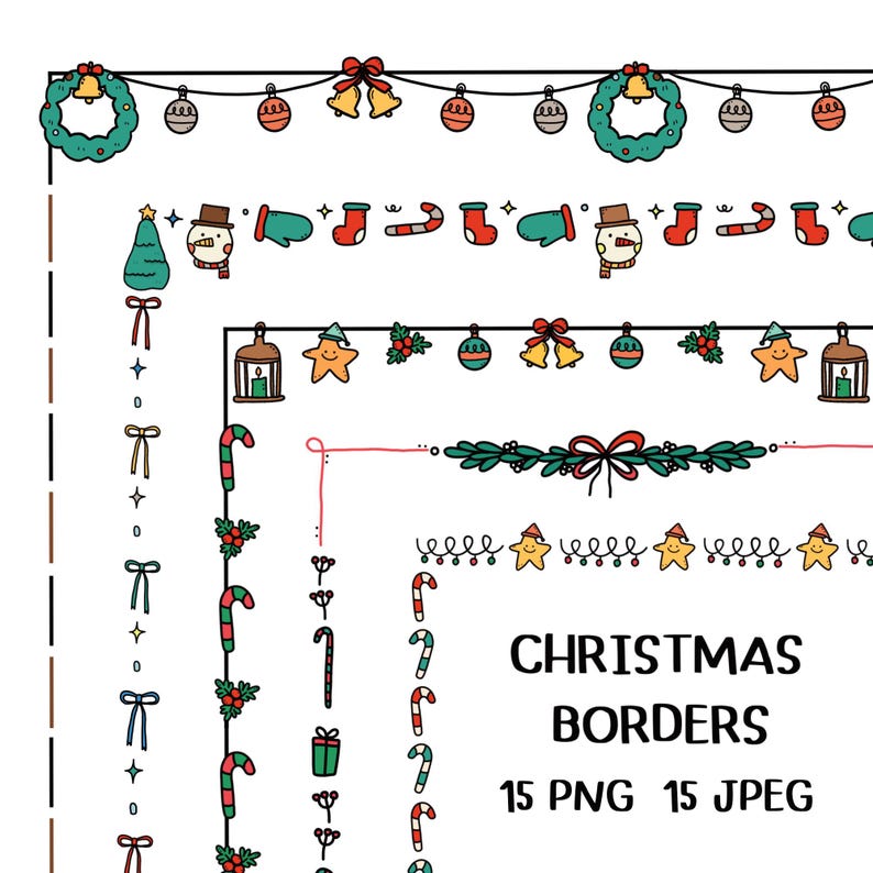 Christmas Border, Hand Drawn Border Clipart, Doodle Frames Clipart ...