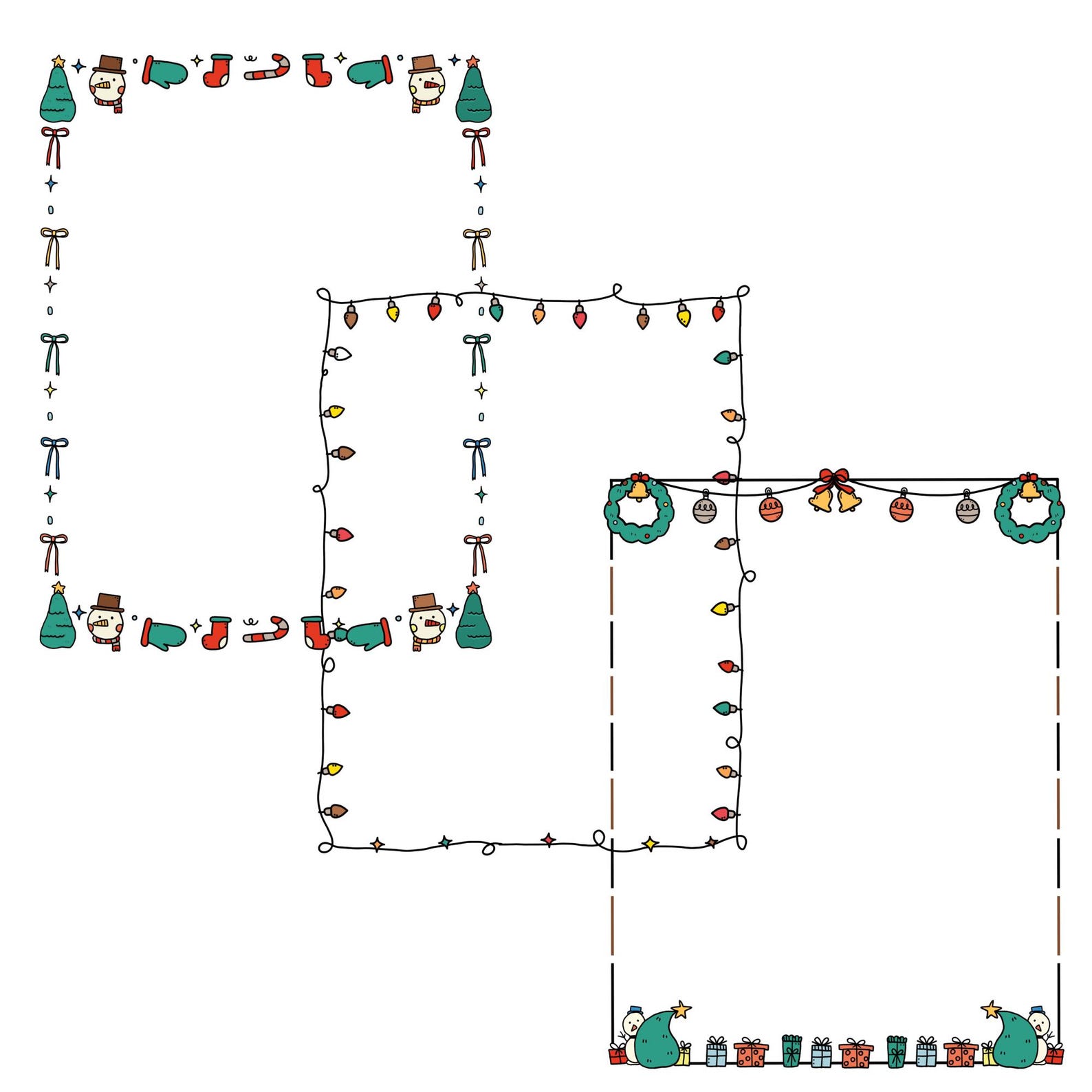 Christmas Border, Hand Drawn Border Clipart, Doodle Frames Clipart ...