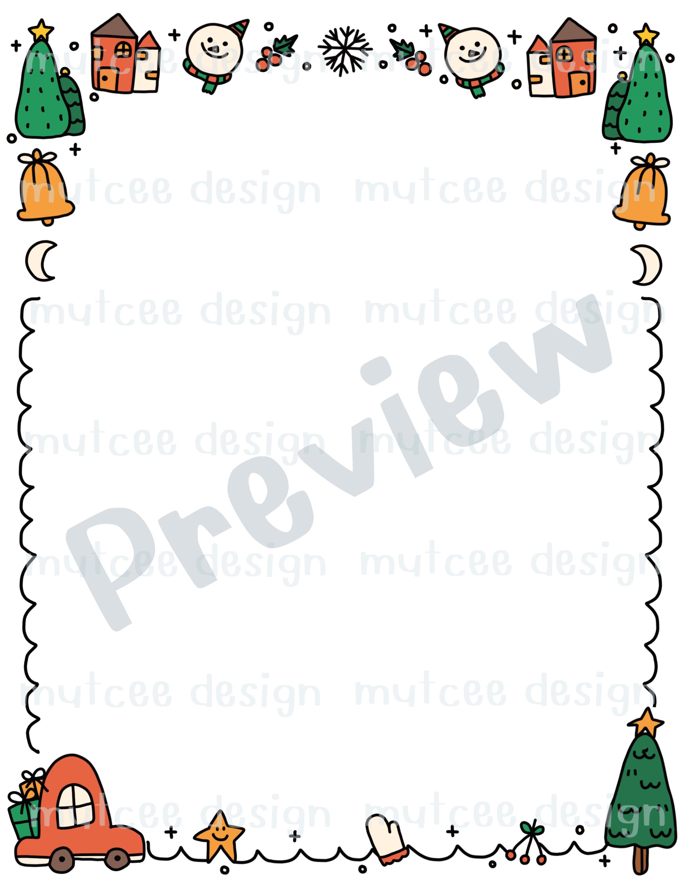 Christmas Border | Frame | Cute Frames | Hand-drawn Frame | Hand ...