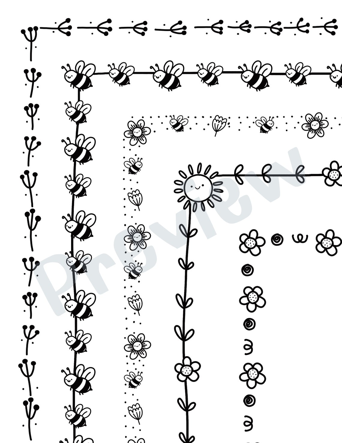 Hand Drawn Border Clipart, Doodle Frames Clipart, Digital Page Border ...
