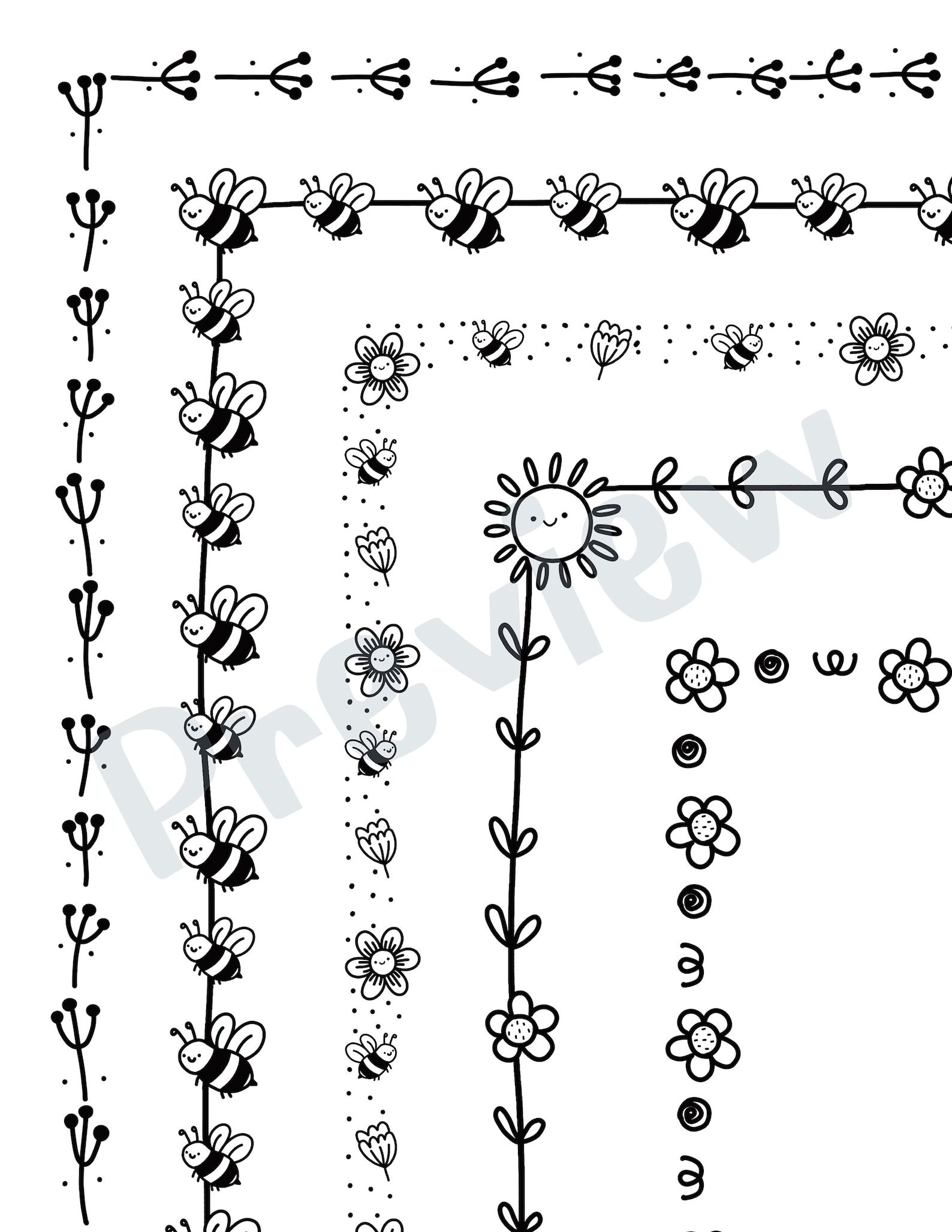 Hand Drawn Border Clipart, Doodle Frames Clipart, Digital Page Border ...