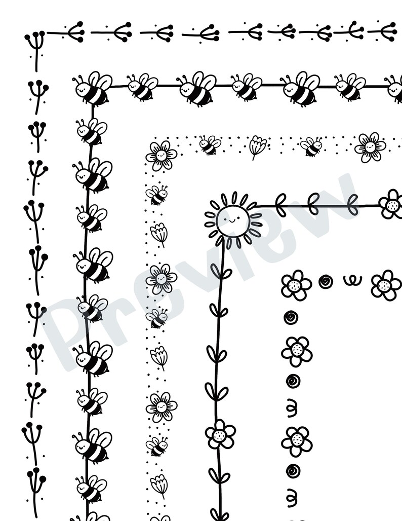 Hand Drawn Border Clipart, Doodle Frames Clipart, Digital Page Border ...