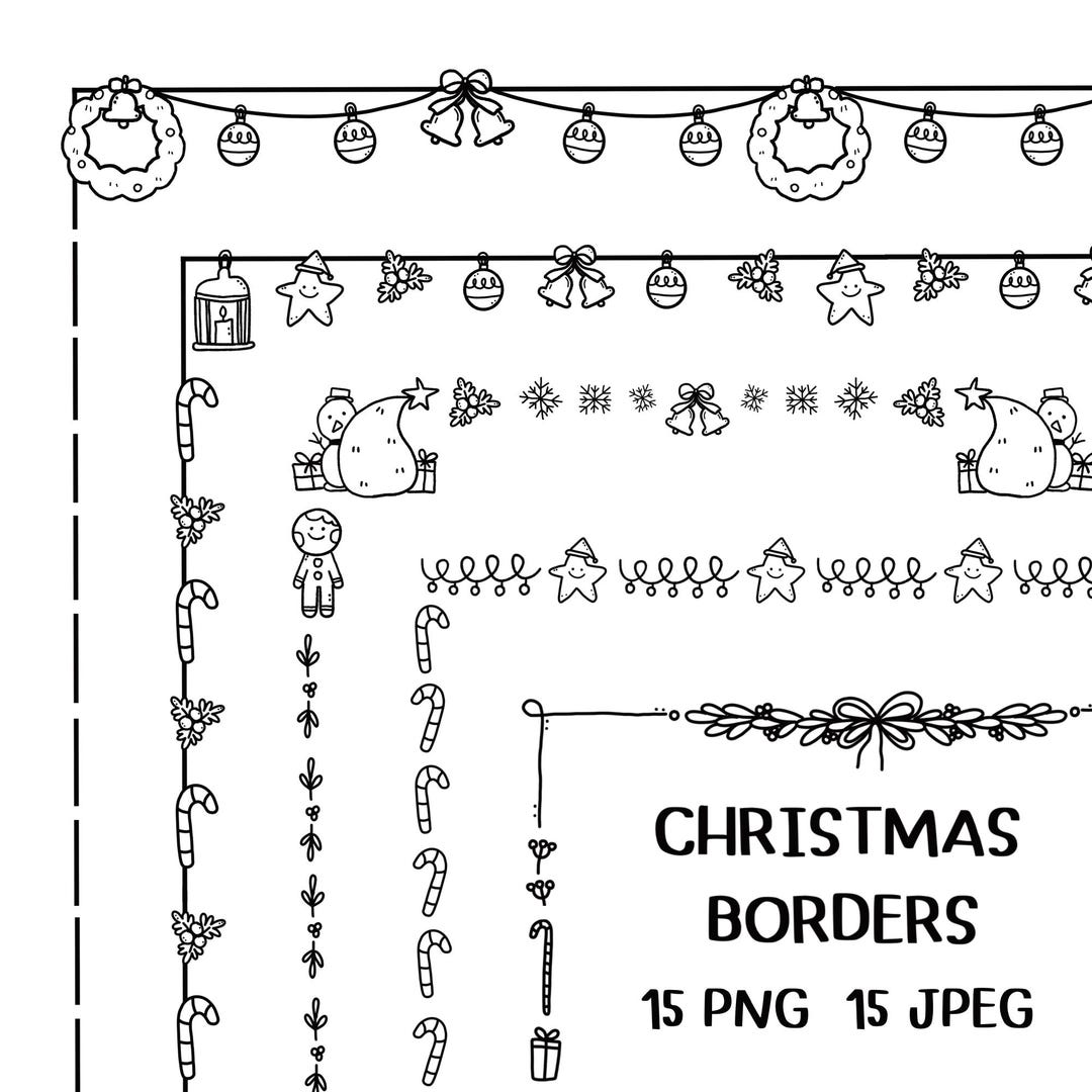 Christmas Border | Frame | Cute Frames | Hand-drawn Frame | Hand ...