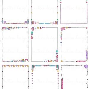 Back to School and Flower Frame Border. School Supplies. Digital Frame ...