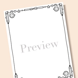 Back to School and Flower Frame Border. School Supplies. Digital Frame ...