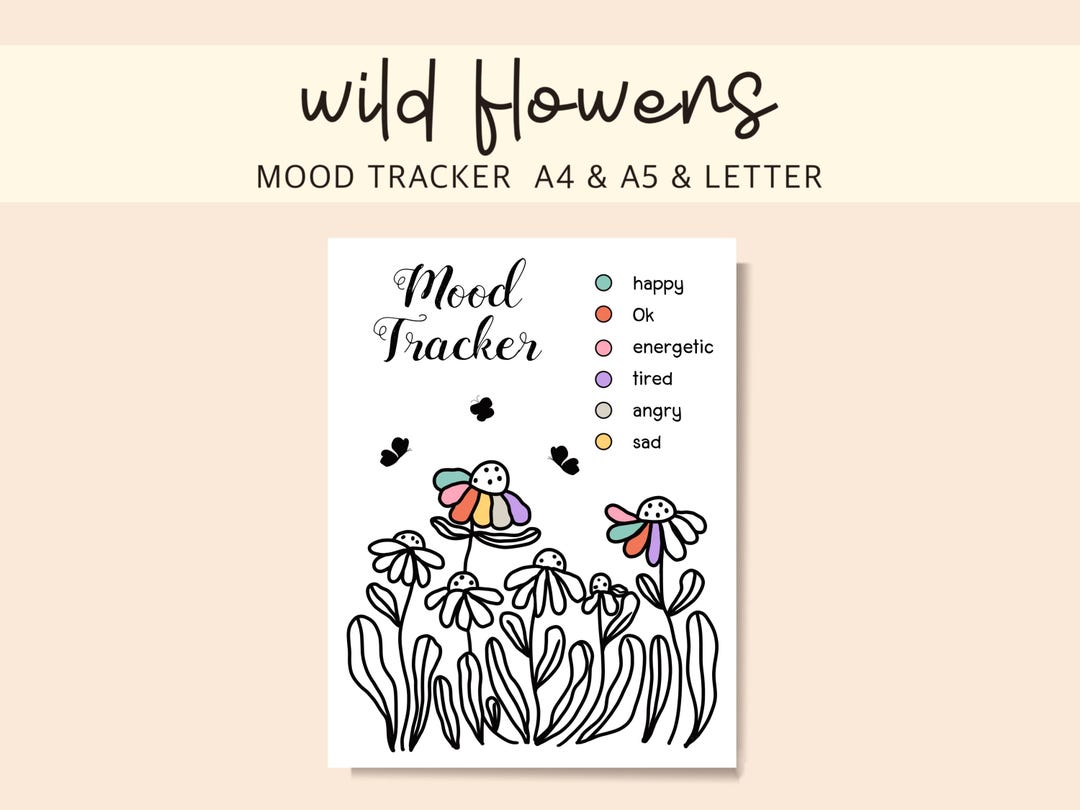 Wildflower Mood Tracker Printable Page | Daily Tracker | Mood Tracker ...