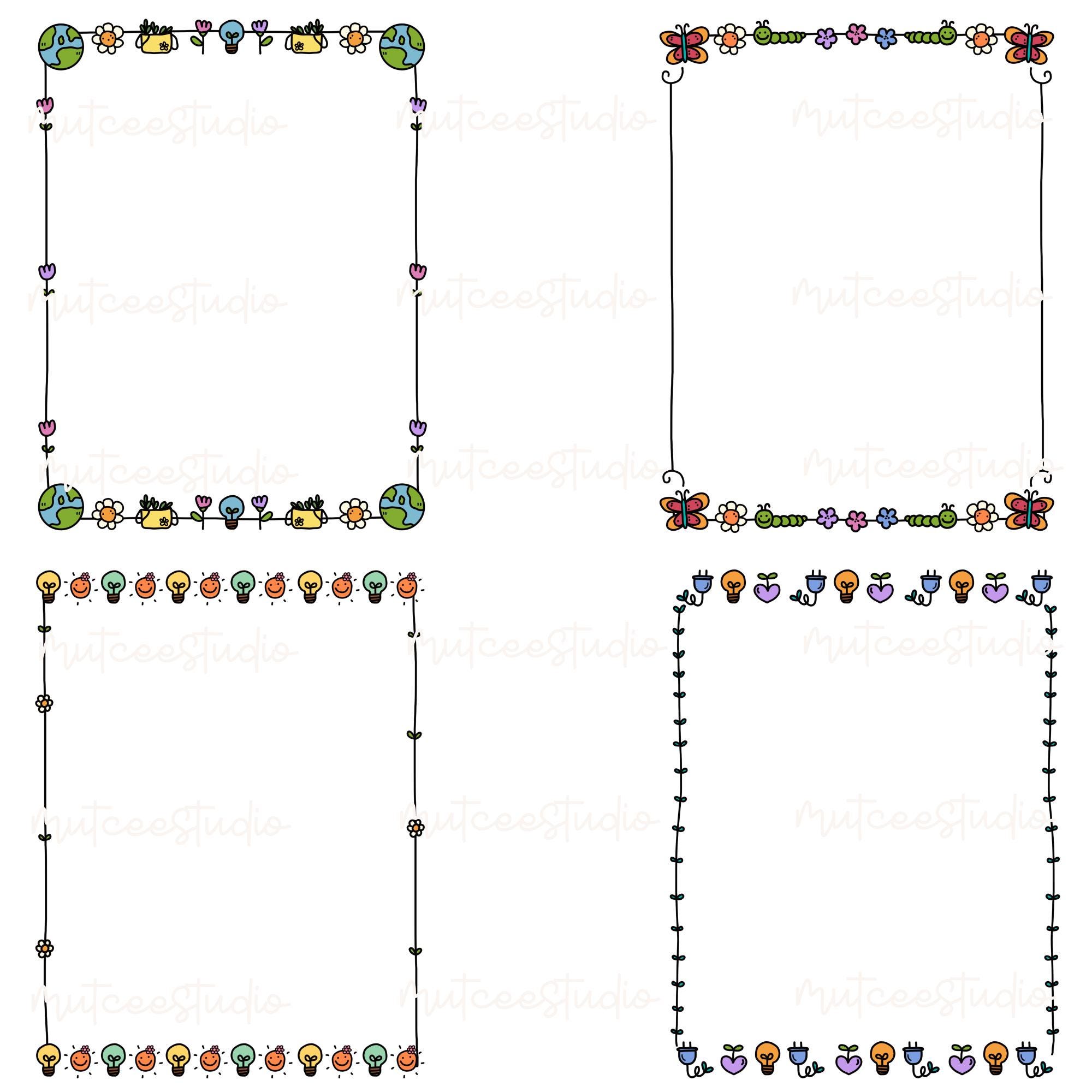 Earth Day Borders | Spring Frames | Cute Frames | Hand-drawn Frames ...