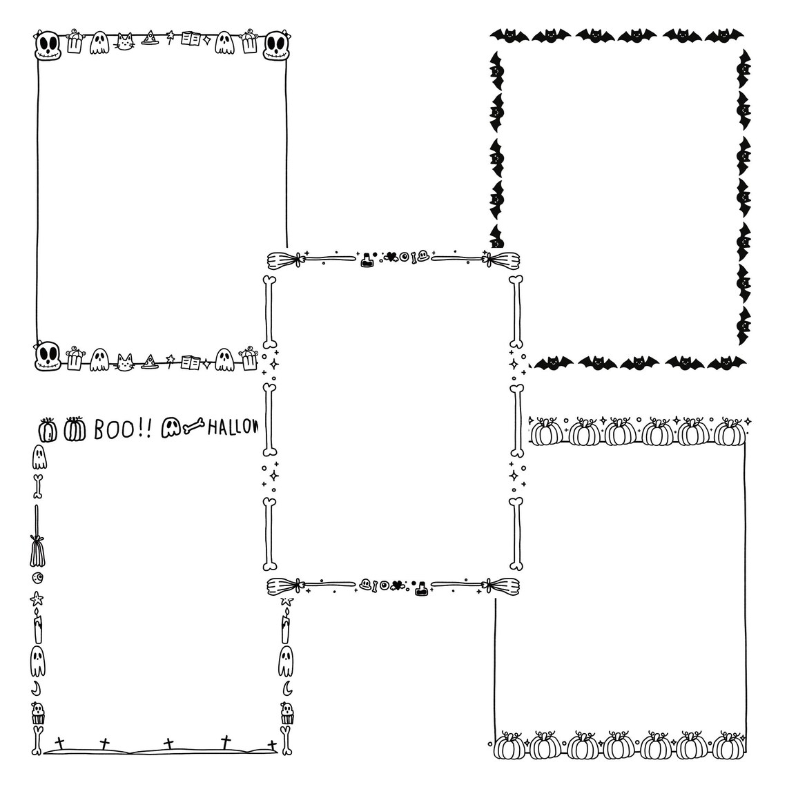 Halloween Frames | Ghost Frame | Borders PNG | Cute Frames | Hand-drawn ...