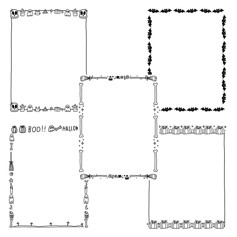 Halloween Frames | Ghost Frame | Borders PNG | Cute Frames | Hand-drawn ...