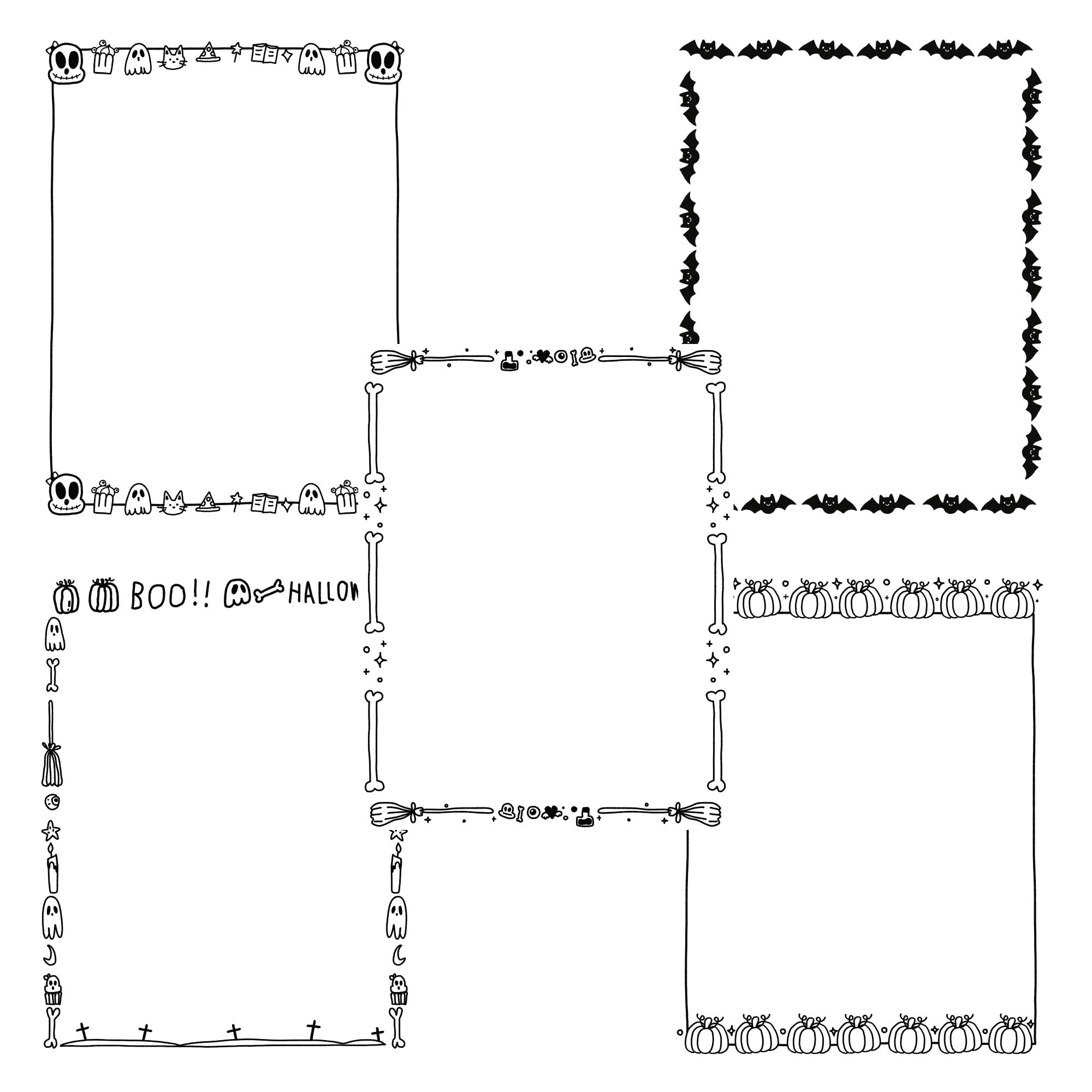 Halloween Frames | Ghost Frame | Borders PNG | Cute Frames | Hand-drawn ...