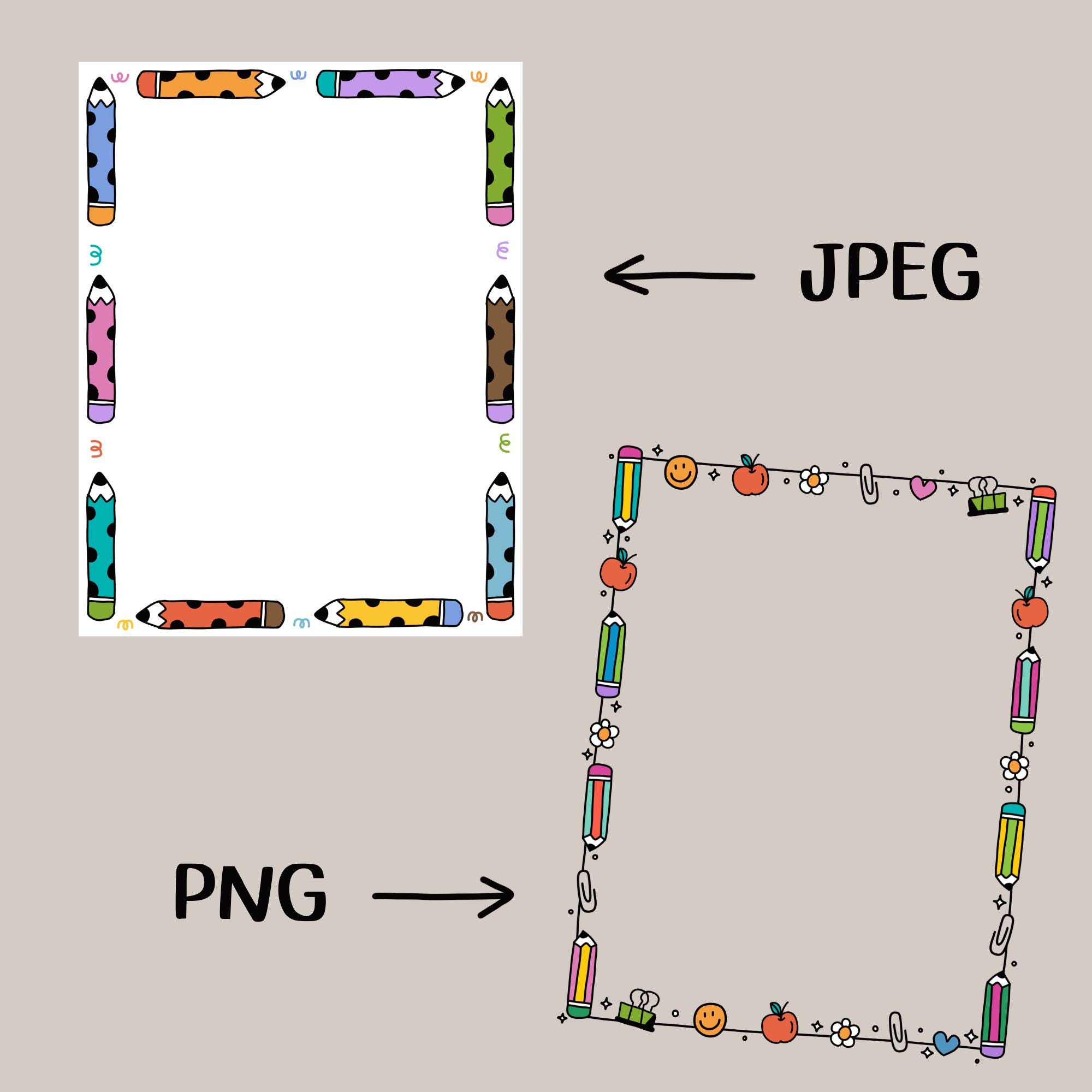 Back to School Borders: Hand-drawn PNG Frames (digital Download) - Etsy