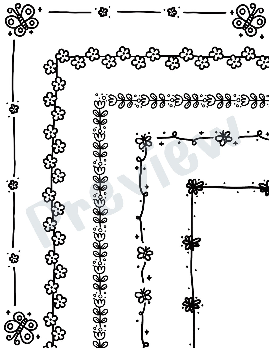 Hand Drawn Border Clipart, Doodle Frames Clipart, Digital Page Border ...