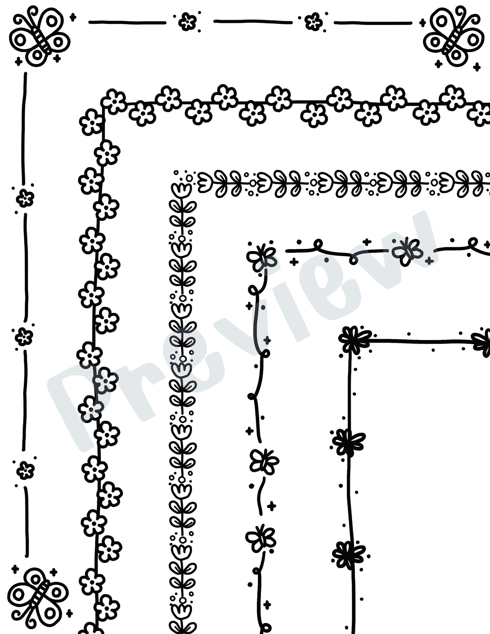 Hand Drawn Border Clipart, Doodle Frames Clipart, Digital Page Border ...