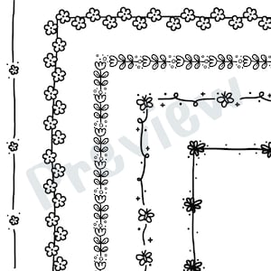 Hand Drawn Border Clipart, Doodle Frames Clipart, Digital Page Border ...
