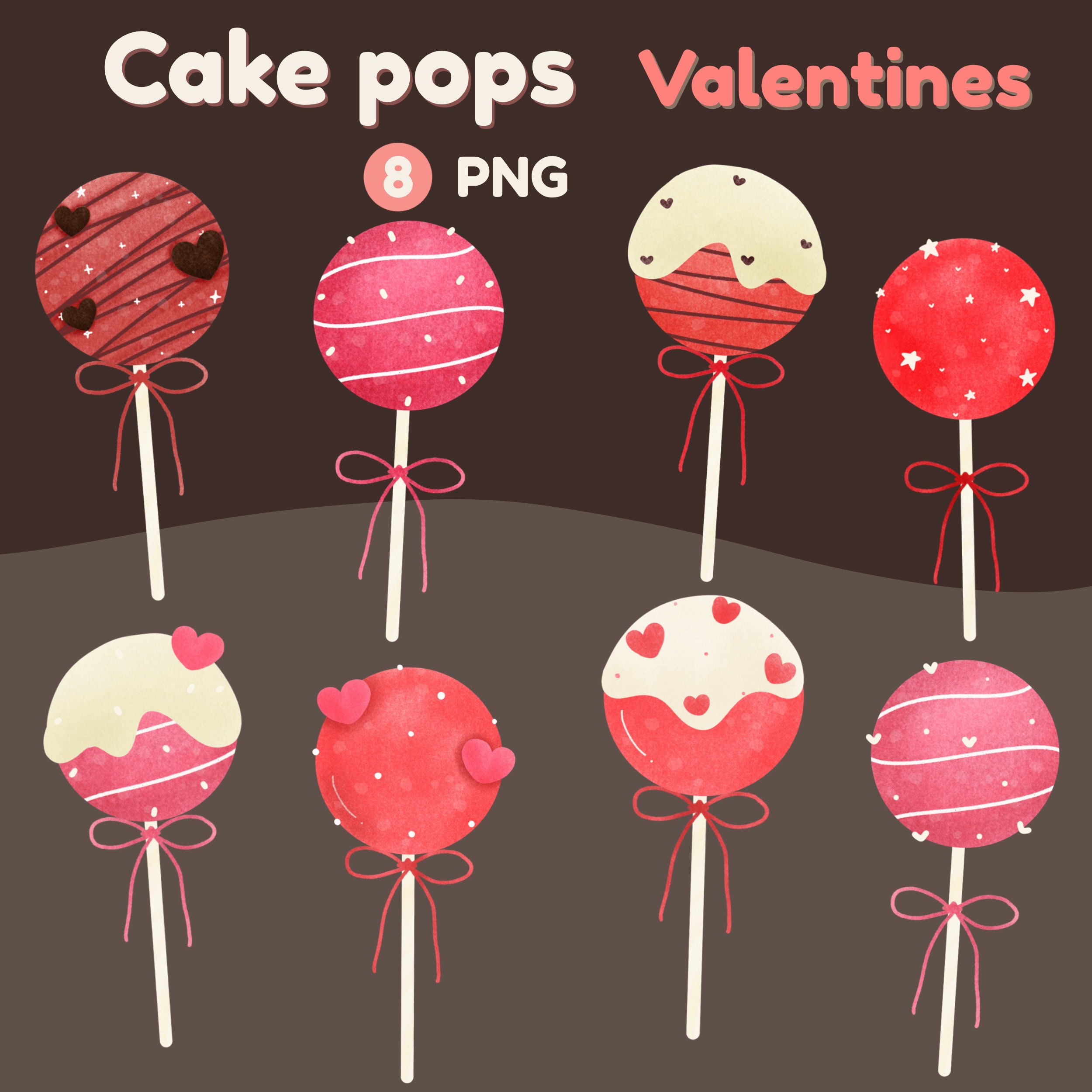 Cute Watercolor Cake Pops Clipart Set - Clip Art Set of Cake, Cake ...