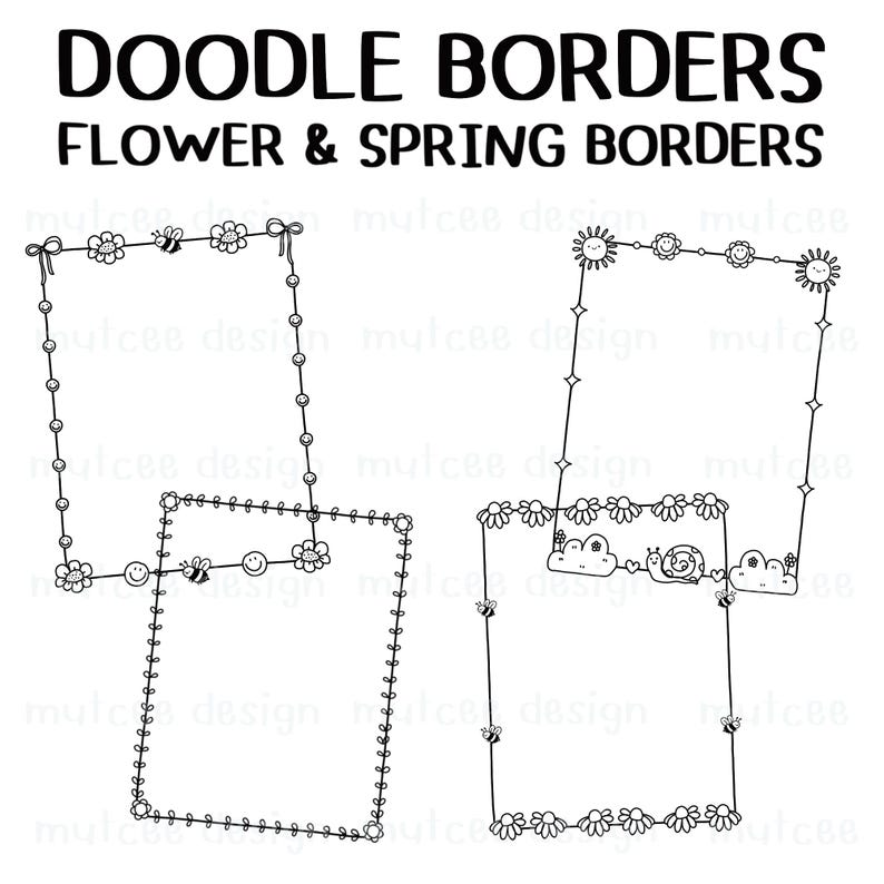 Floral Borders | Spring Easter Frames | Cute Frames | Hand-drawn Frames ...
