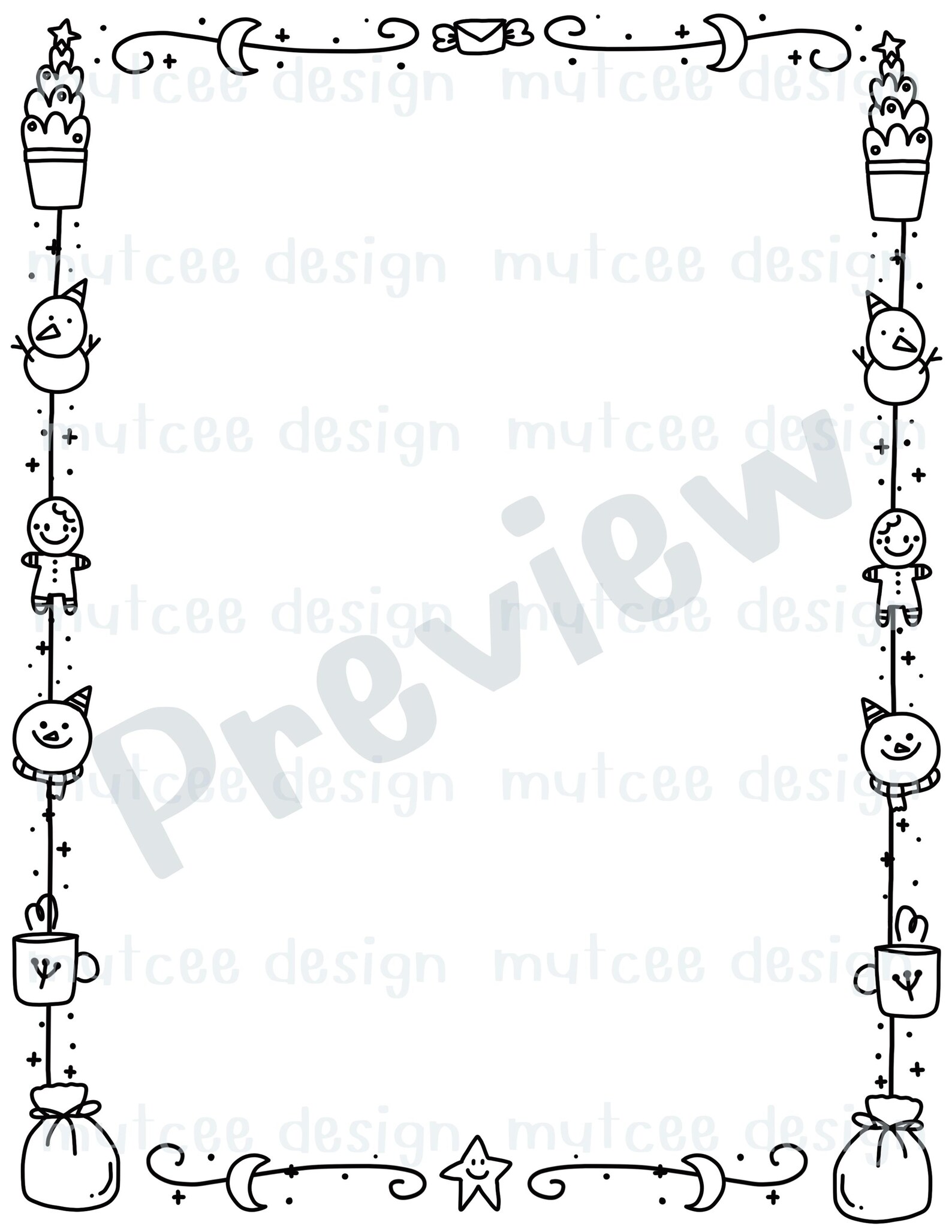 Christmas Border | Frame | Cute Frames | Hand-drawn Frame | Hand ...