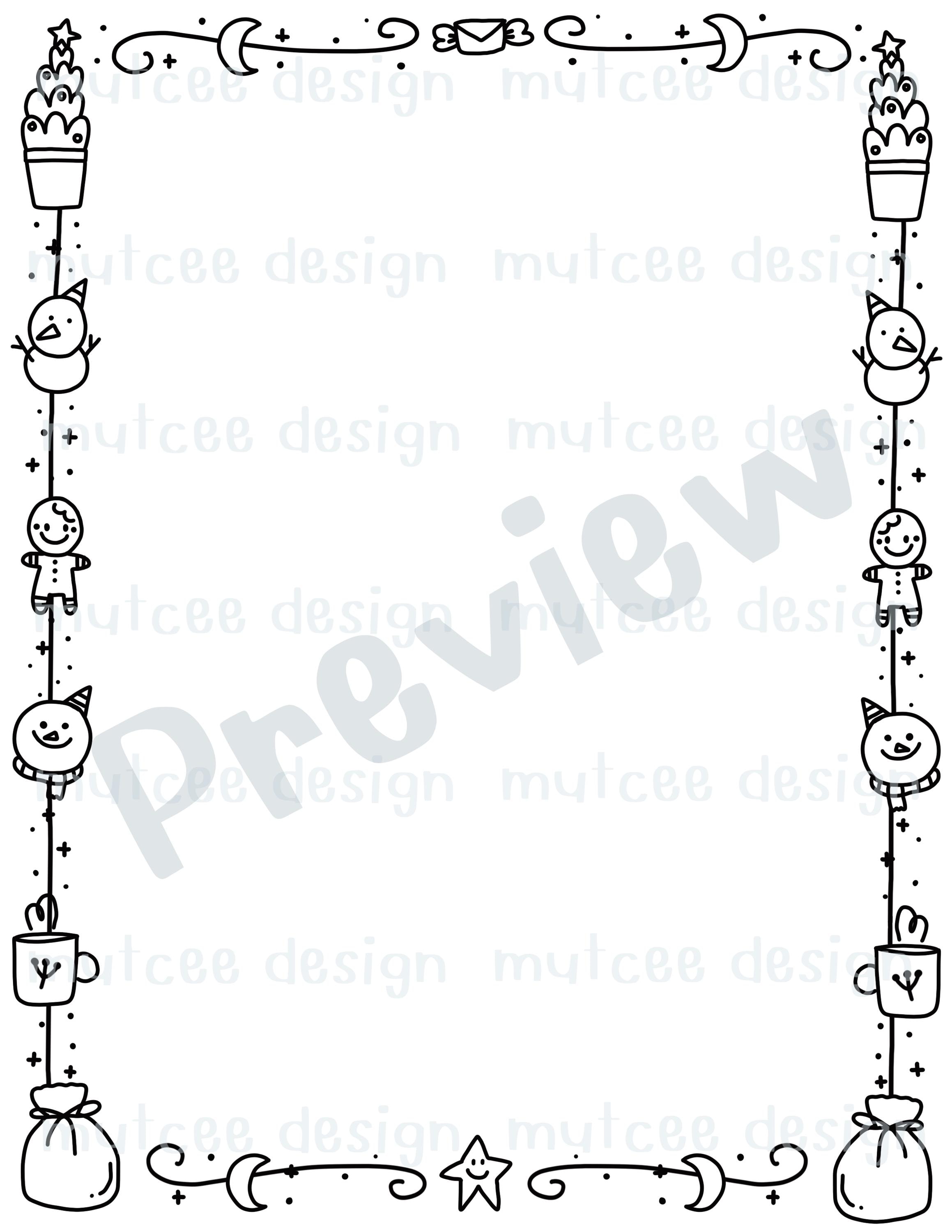 Christmas Border | Frame | Cute Frames | Hand-drawn Frame | Hand ...