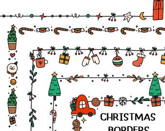 Christmas Border, Hand Drawn Border Clipart, Doodle Frames Clipart ...