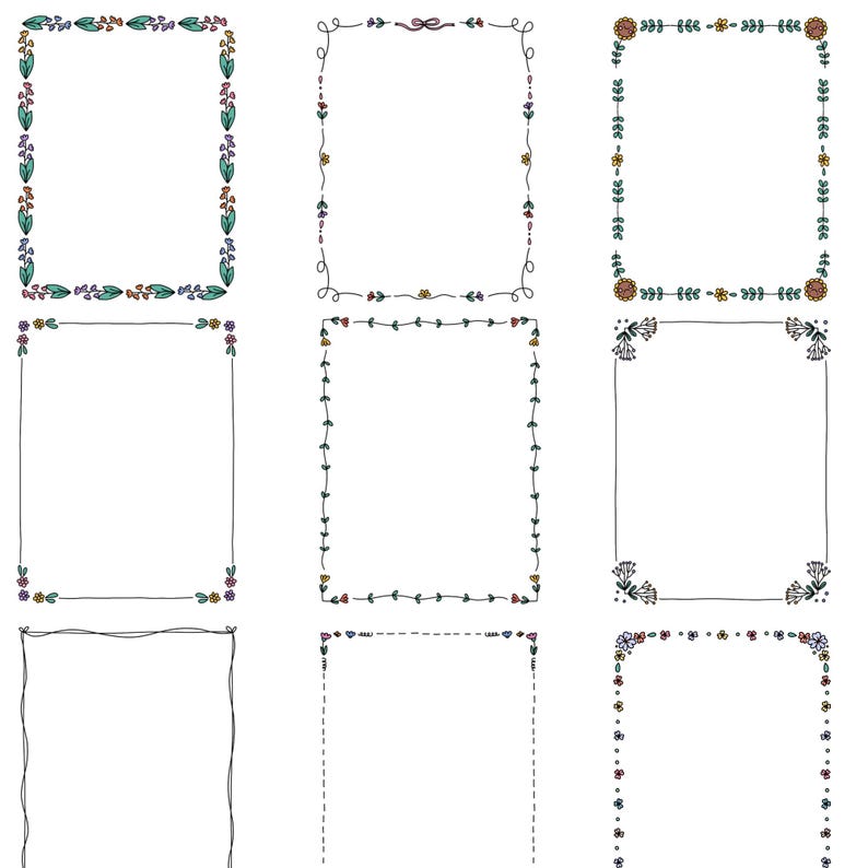 Floral Borders | Spring Frames | Cute Frames | Hand-drawn Frames ...