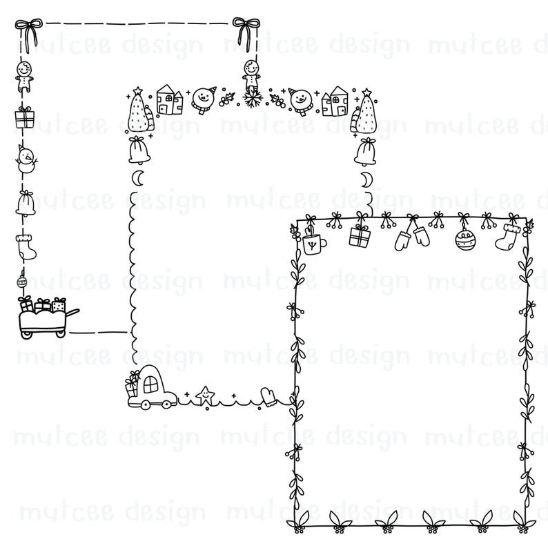 Christmas Border | Frame | Cute Frames | Hand-drawn Frame | Hand ...