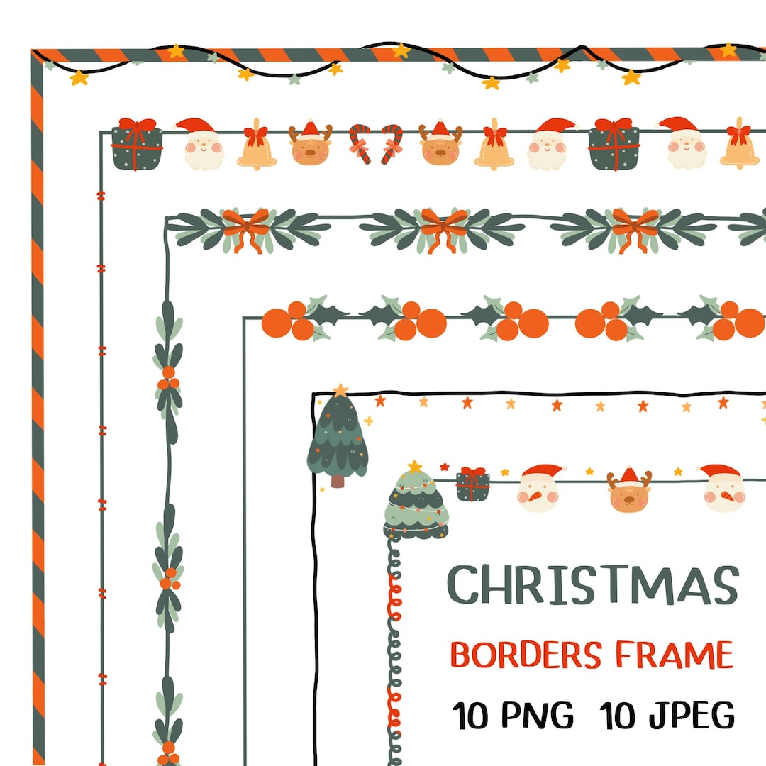 Christmas Border Set 3, Hand Drawn Border Clipart, Doodle Frames ...