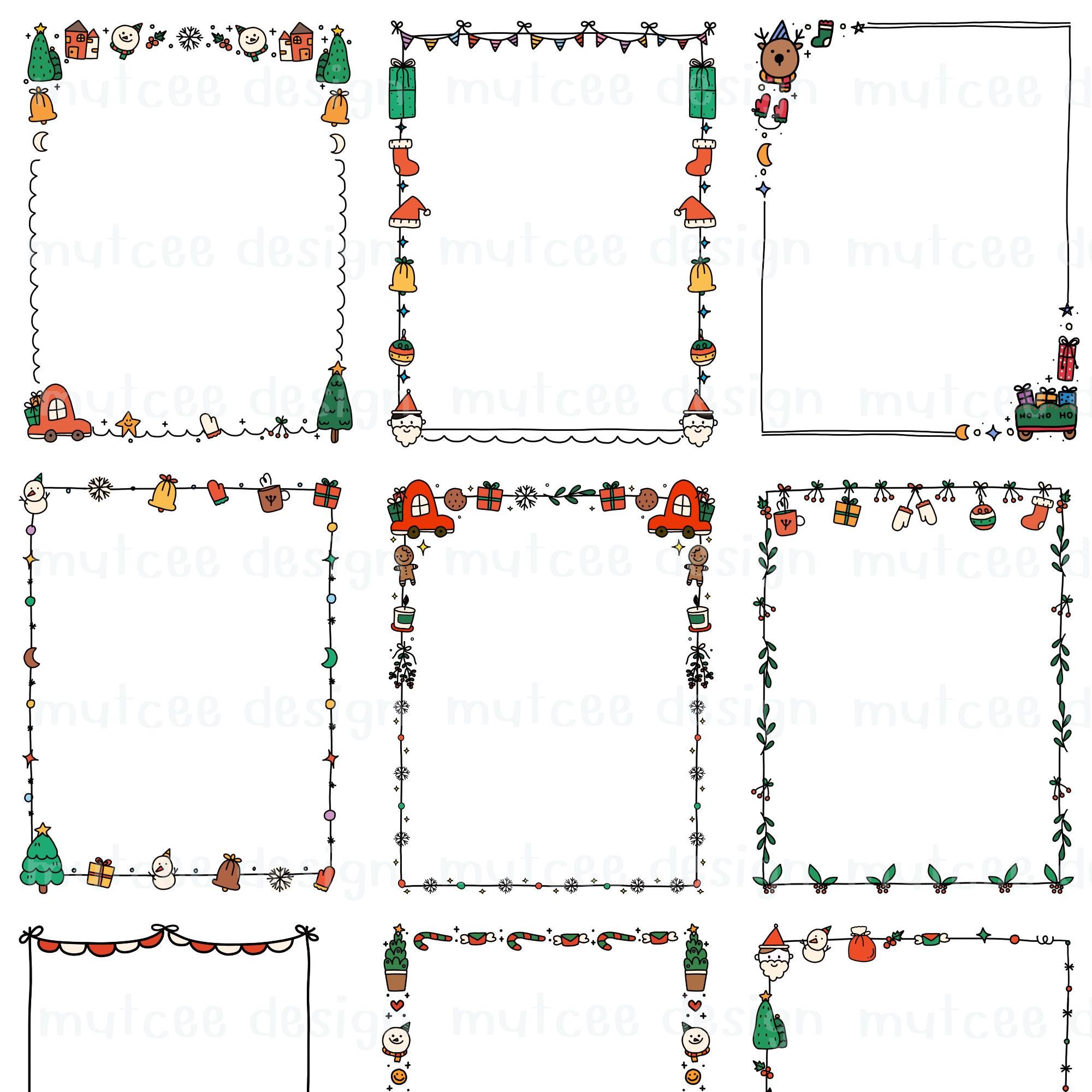 Christmas Border | Frame | Cute Frames | Hand-drawn Frame | Hand ...