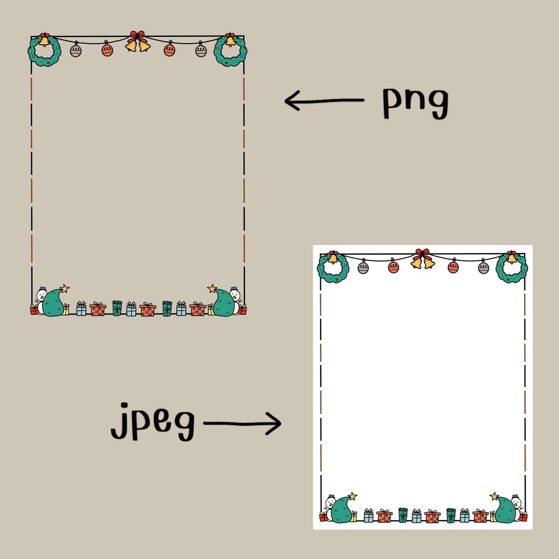 Christmas Border, Hand Drawn Border Clipart, Doodle Frames Clipart ...