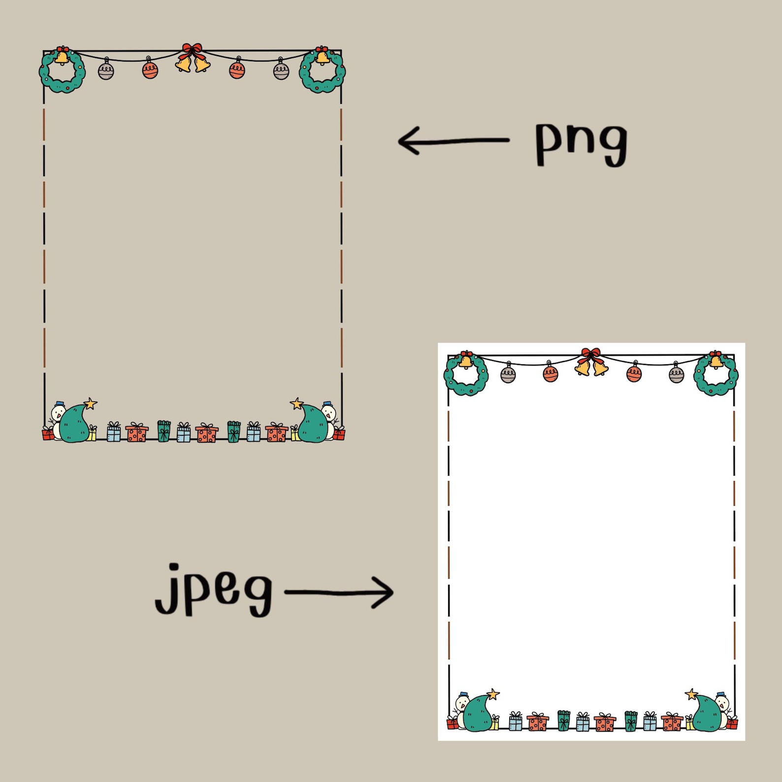 Christmas Border, Hand Drawn Border Clipart, Doodle Frames Clipart ...