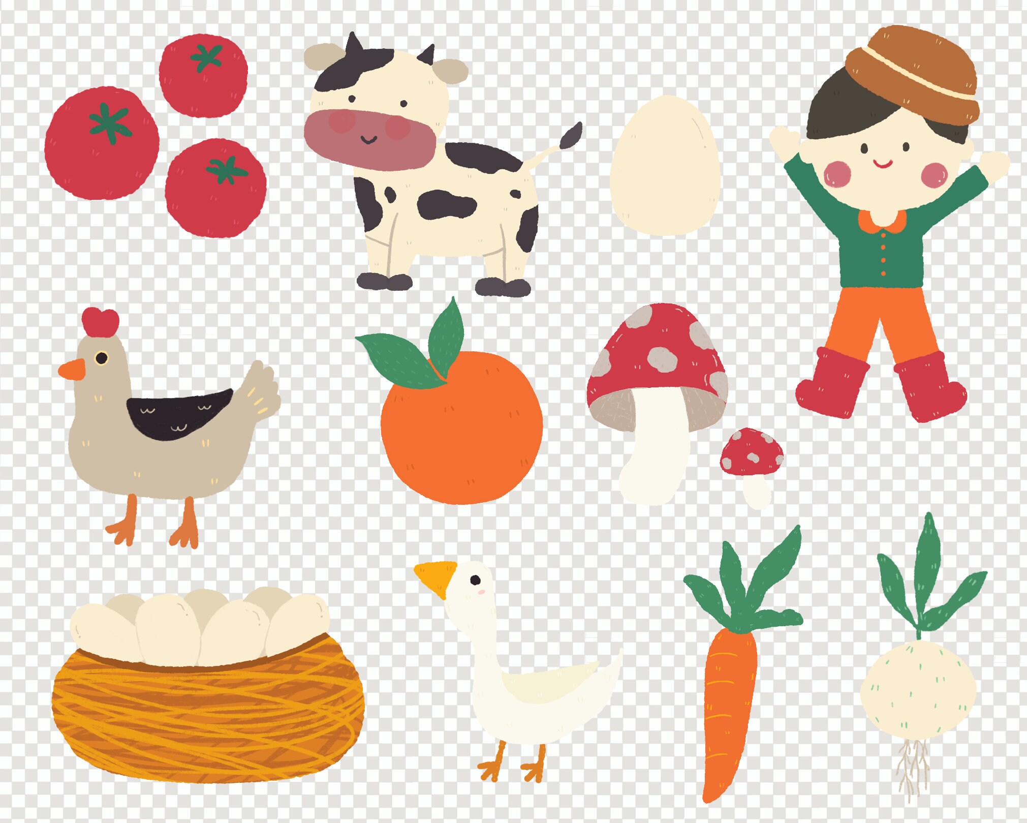 Cute Farm Farm Animals Clipart Cute Farm Clipart Barn - Etsy