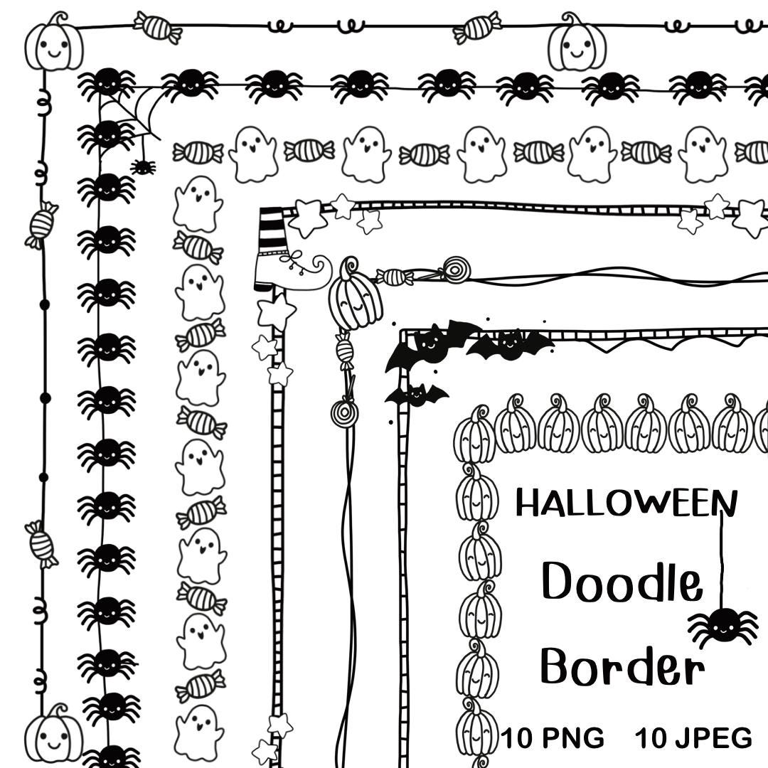 Halloween Frames | Ghost Frame | Borders PNG | Cute Frames | Hand-drawn ...