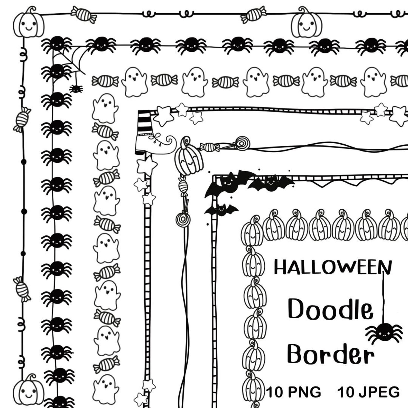 Halloween Frames | Ghost Frame | Borders PNG | Cute Frames | Hand-drawn ...