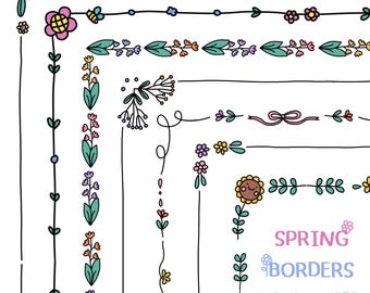 Floral Borders | Spring Easter Frames | Cute Frames | Hand-drawn Frames ...