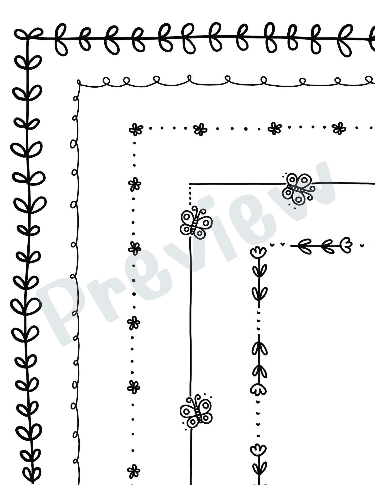 Hand Drawn Border Clipart, Doodle Frames Clipart, Digital Page Border ...