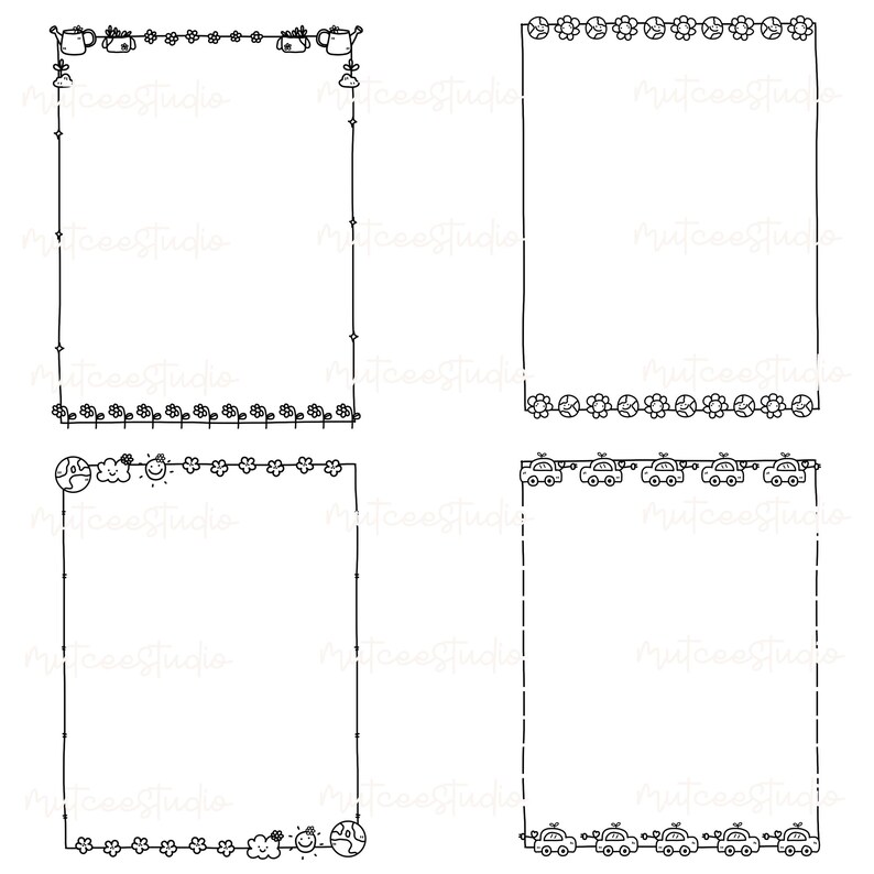 Earth Day Borders | Spring Frames | Cute Frames | Hand-drawn Frames ...