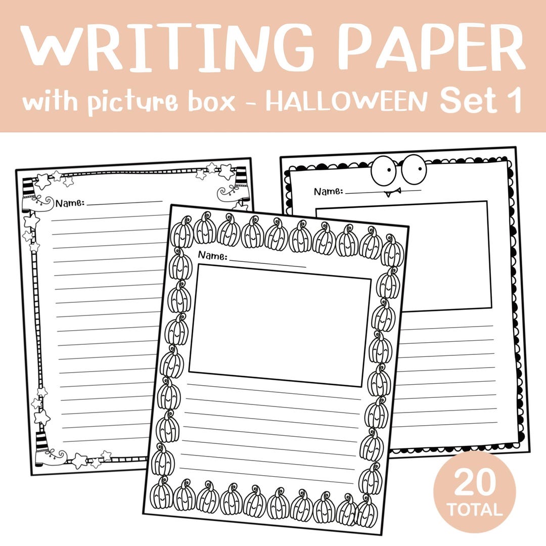 Halloween Borders, Printable Writing Paper for Kid, Lined Paper for ...