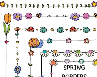 Floral Borders | Spring Frames | Cute Frames | Hand-drawn Frames ...