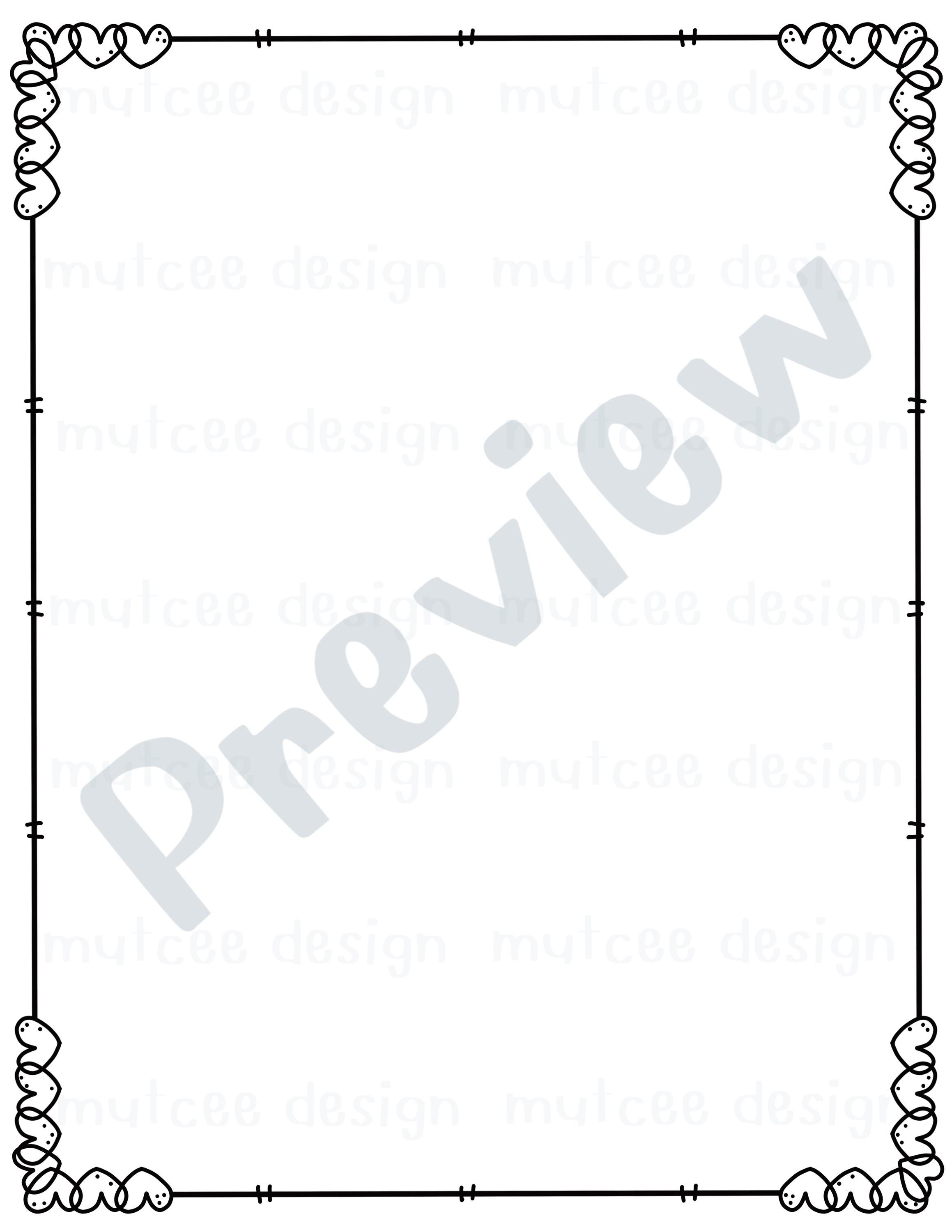 Valentines Day Borders Frames Clipart Set 2, Hand Drawn Frame Clipart ...