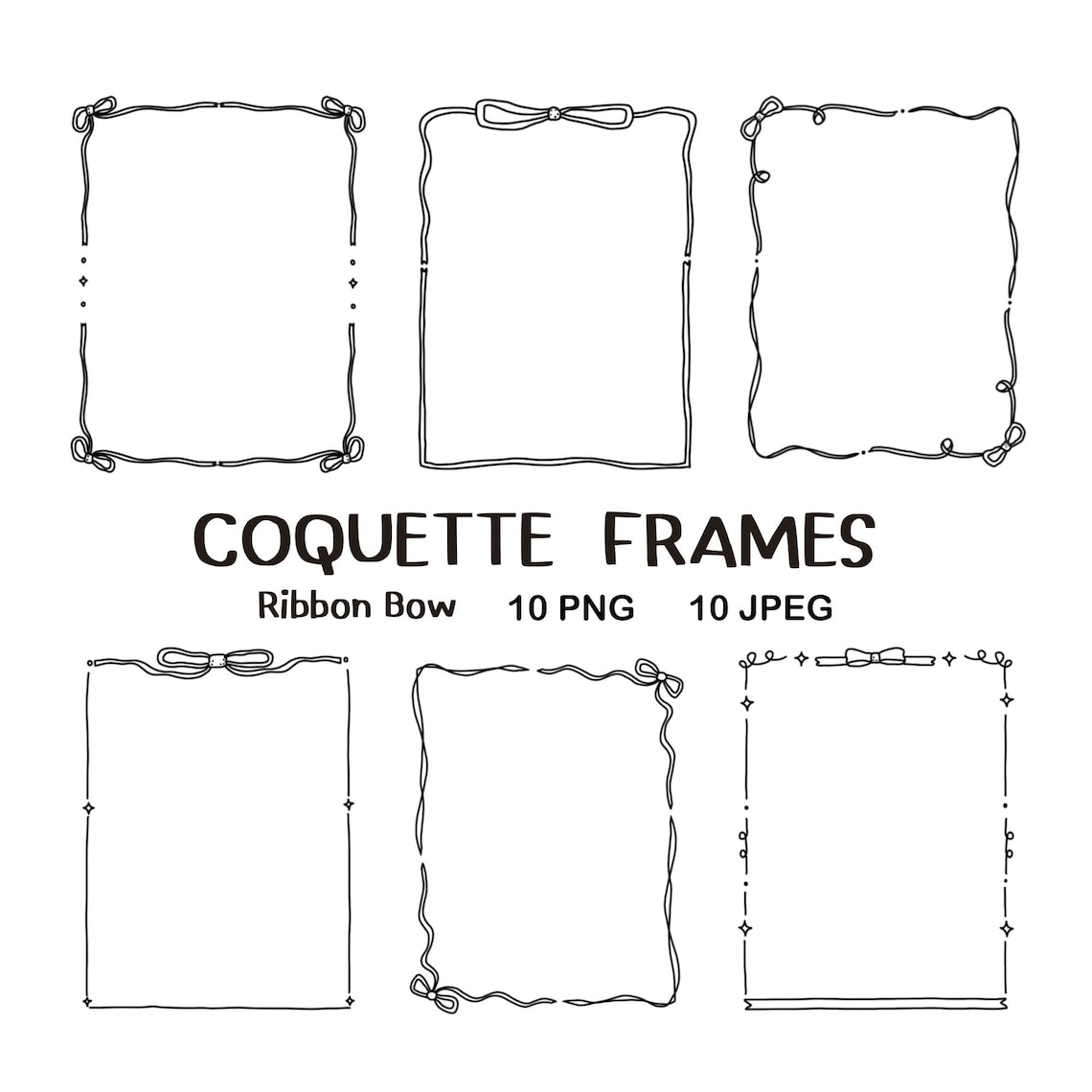 Coquette Frames | Frames | Cute Frames | Hand-drawn Frame | Borders PNG ...