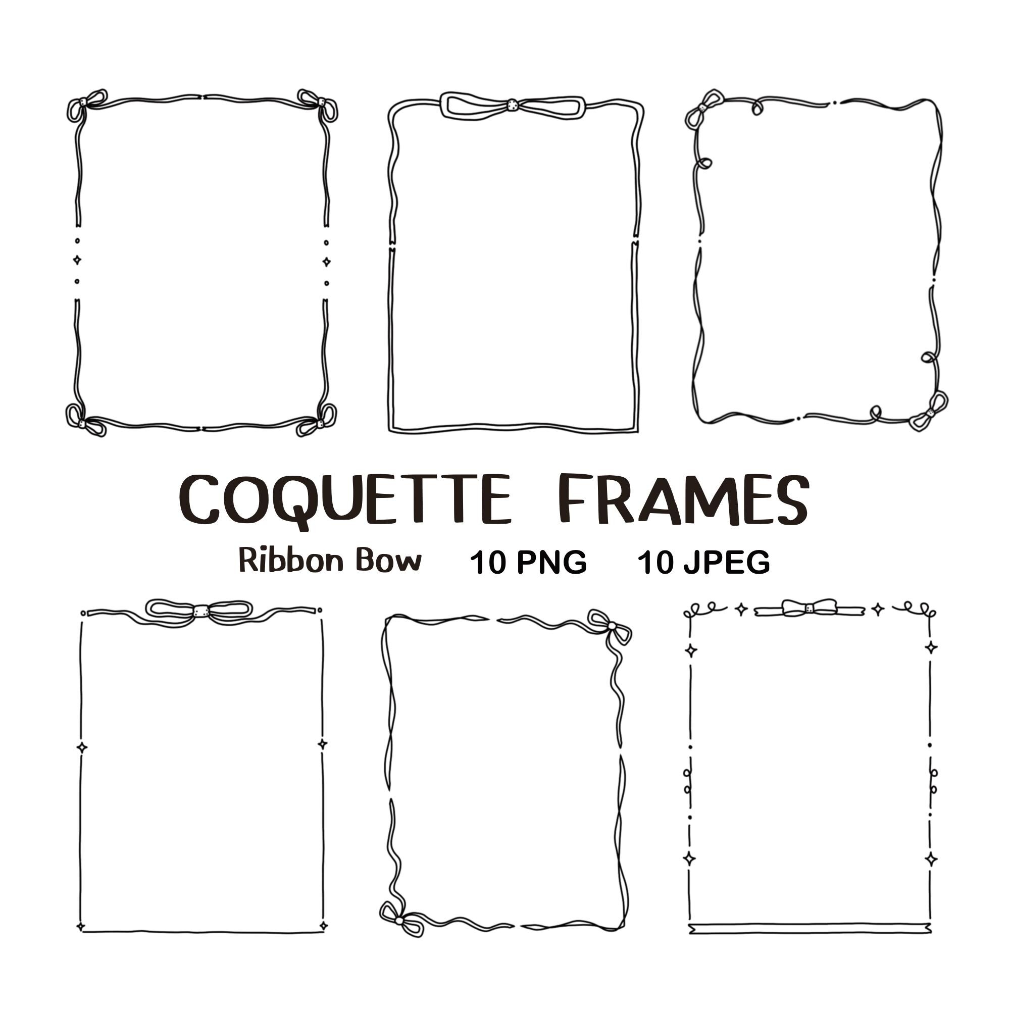 Coquette Frames | Frames | Cute Frames | Hand-drawn Frame | Borders PNG ...