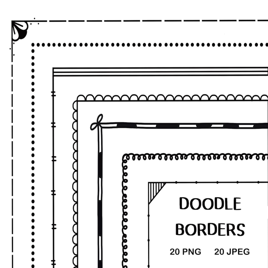 Doodle Png Border, Hand Drawn Border Clipart, Doodle Frames Clipart ...