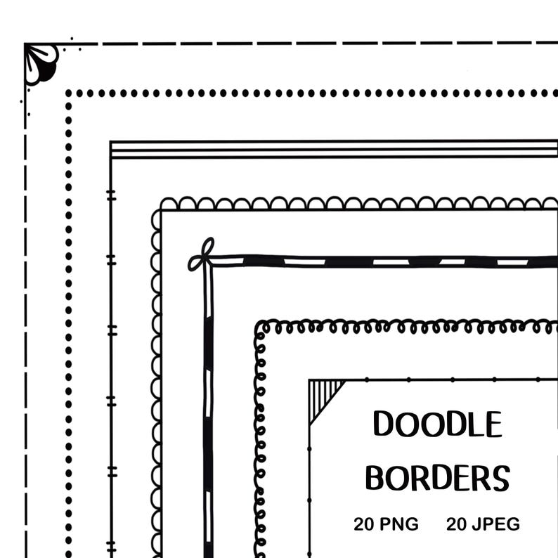 Doodle Png Border, Hand Drawn Border Clipart, Doodle Frames Clipart ...